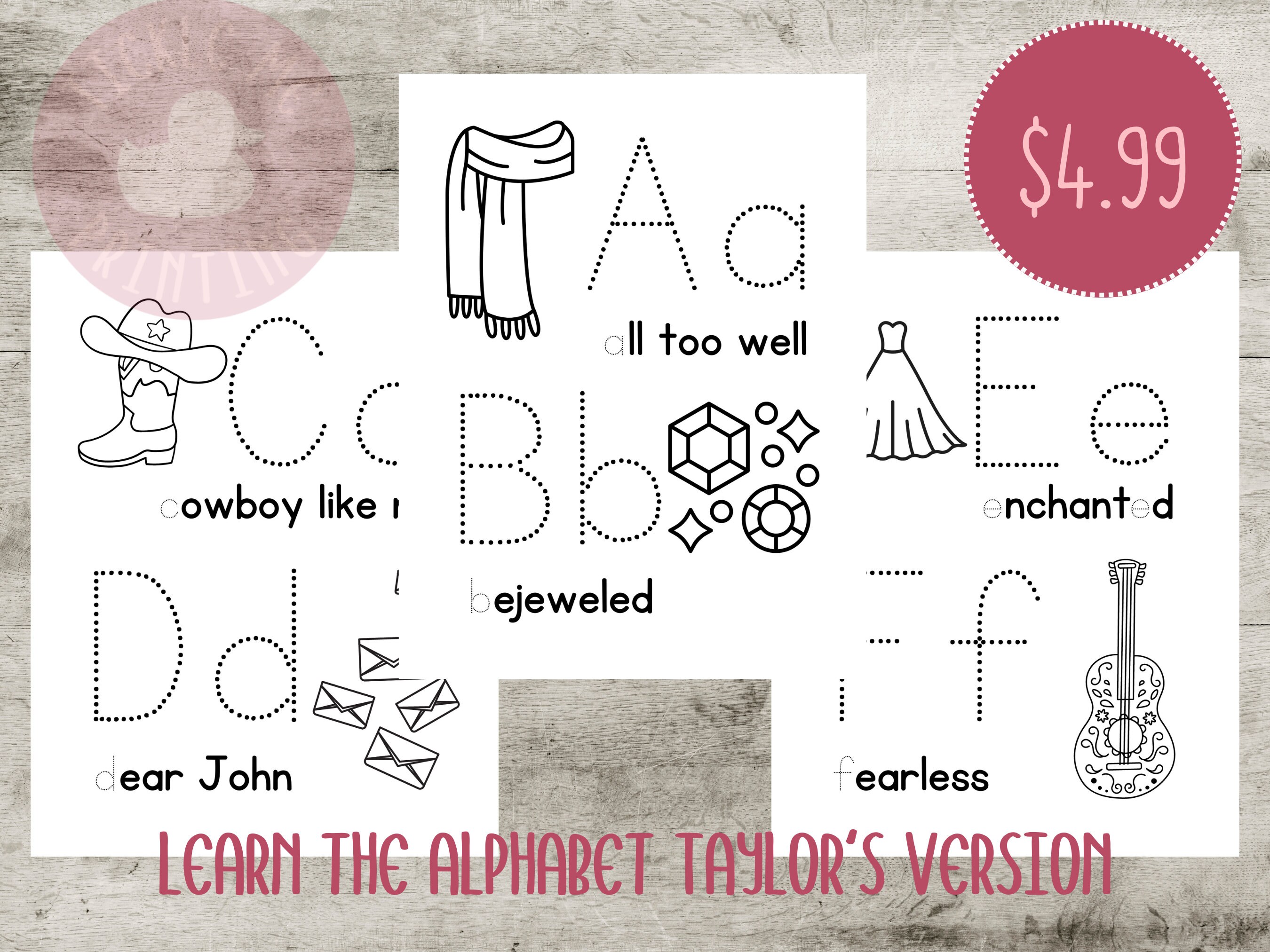 Swiftie Alphabet Printable - Learn the Abcs Taylor's Version - Trace ...