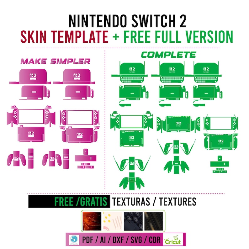 Ns Switch 2 Full Skin Template Pack – Console, Dock & Joy-cons ...