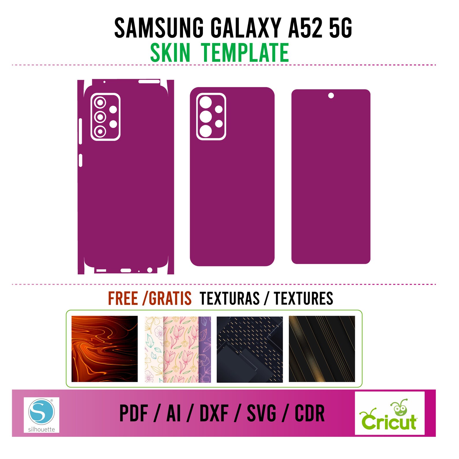 Samsung Galaxy A52 5G Plantilla de piel / skin template - Etsy España