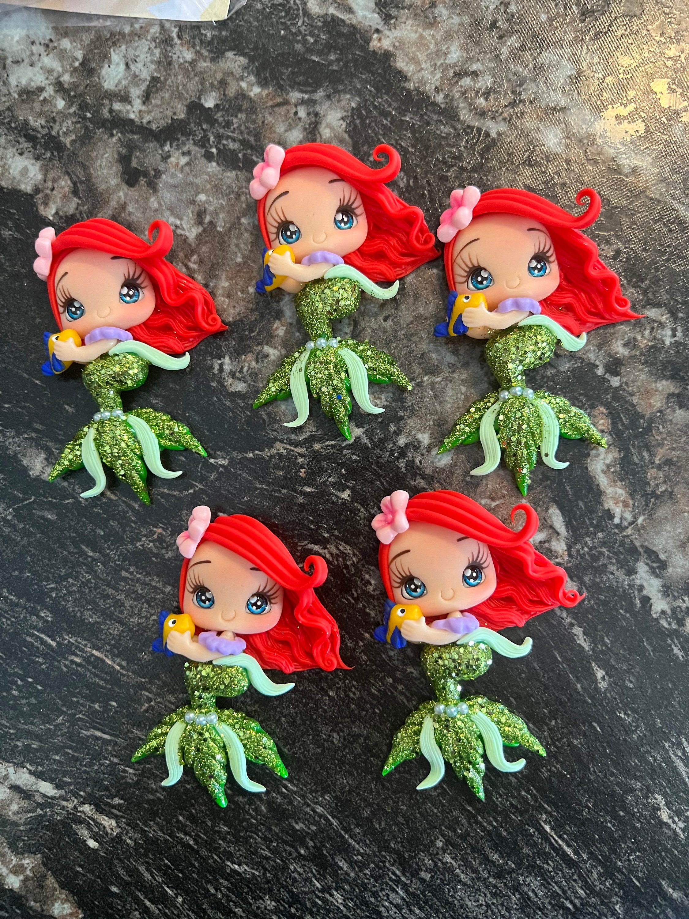 Sea Princesses Inspired Clay Clays for Bows Clay Bow Center Clay Doll ...