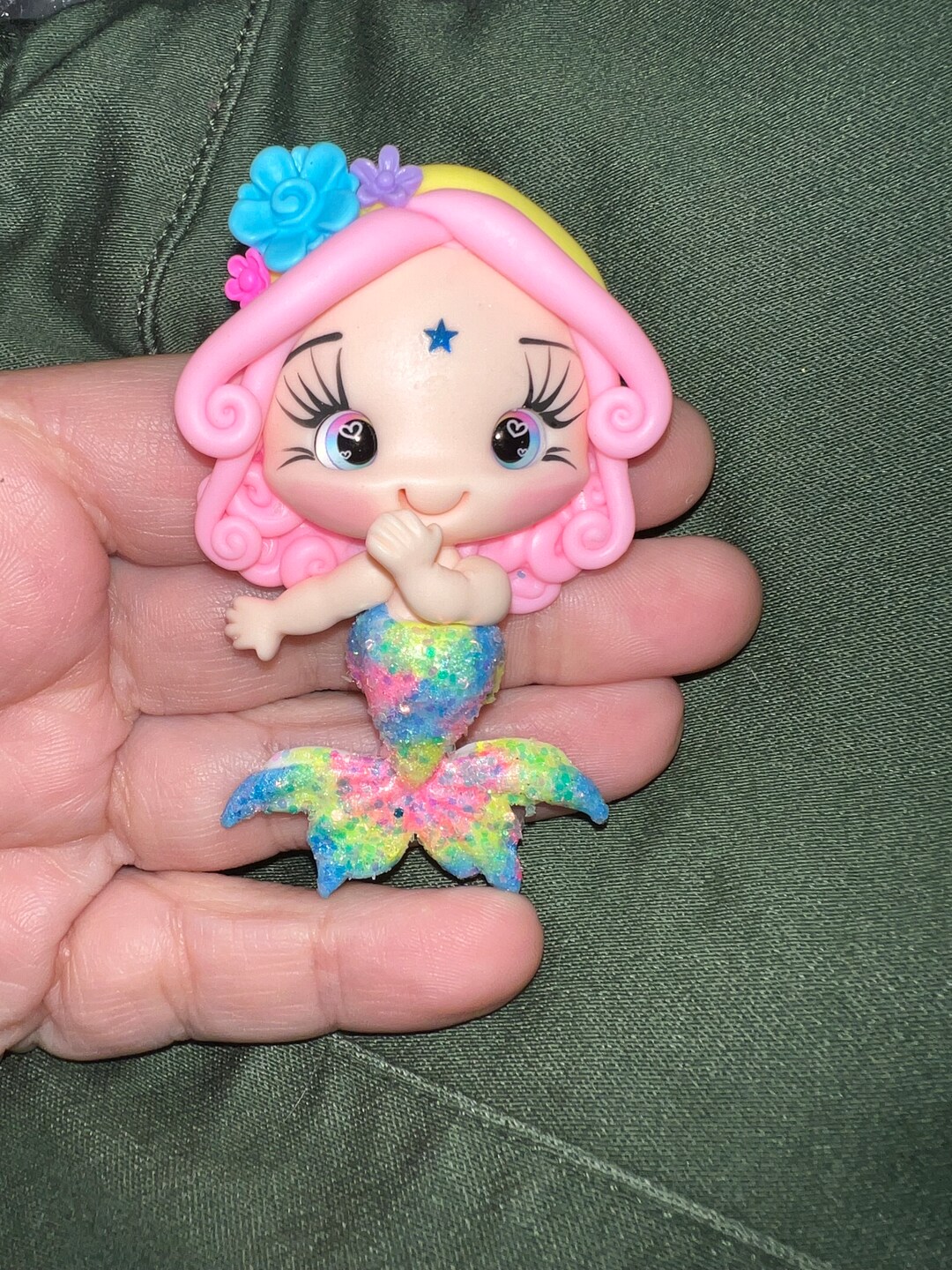 Mermaid Clay Clays for Bows Clay Bow Center Clay Doll, Mermaid , Bow ...