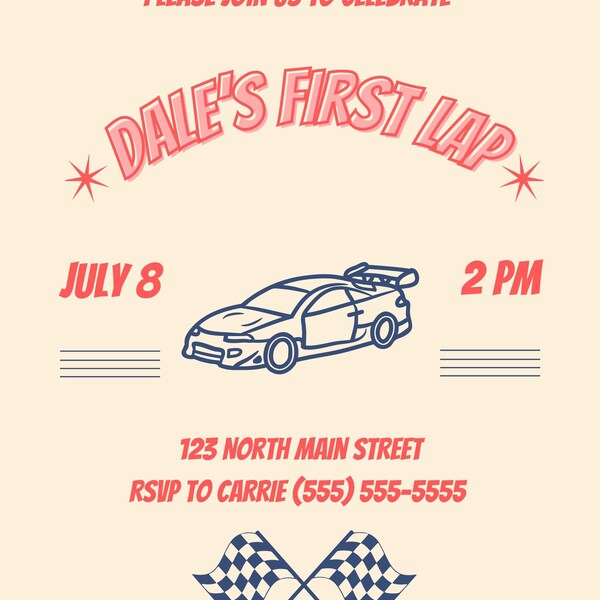 First Lap Invitation - Etsy