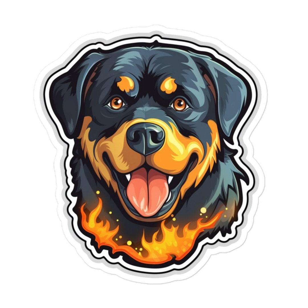 Sizzling Rottweiler on Fire Sticker Embrace the Intensity - Etsy