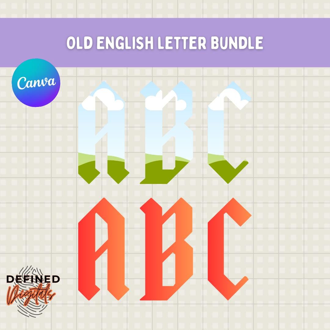 Old English Letter Frame: Canva Template (digital Download) - Etsy