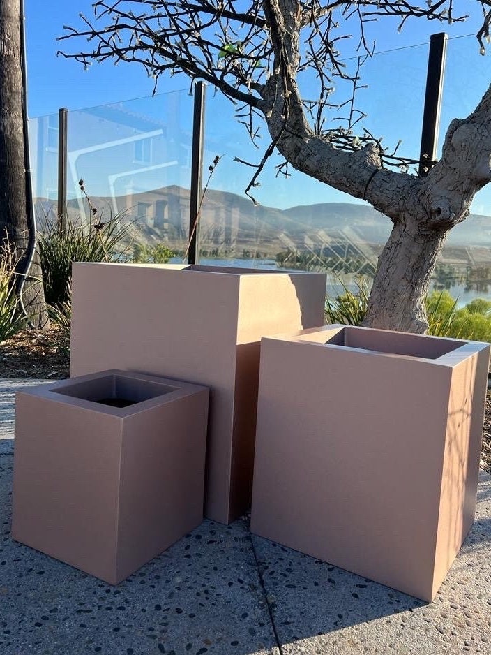 Large Square Planter Boxes, Outdoor Custom Fiberglass Planter Pots, XL ...