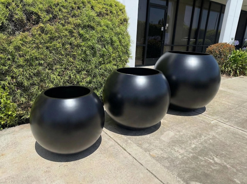 Large Spherical Fiberglass Planter - Custom Outdoor Commercial Pots ...
