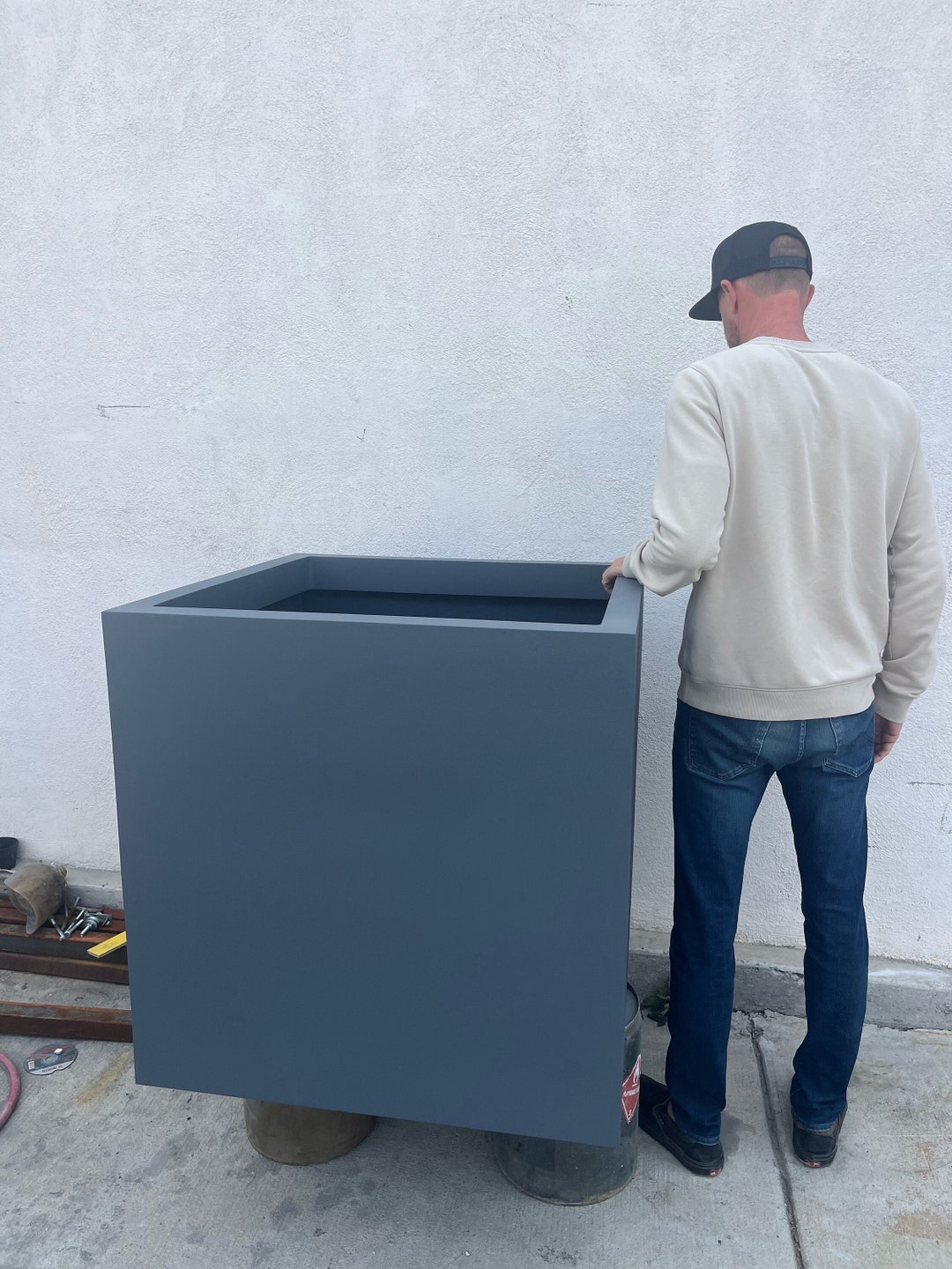 Large Square Fiberglass Planter Box: Custom Outdoor Commercial Pots - Etsy