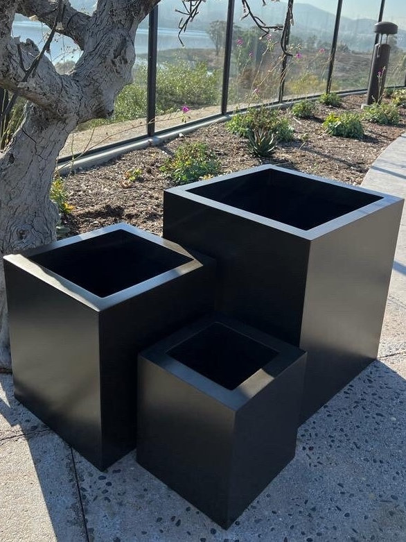 Large Square Planter Boxes, Outdoor Custom Fiberglass Planter Pots, XL ...