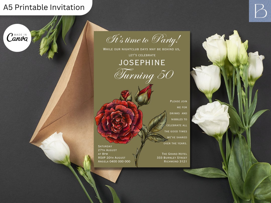 50th Birthday Invitations for the Elegant Lady. Invitations, Invites ...