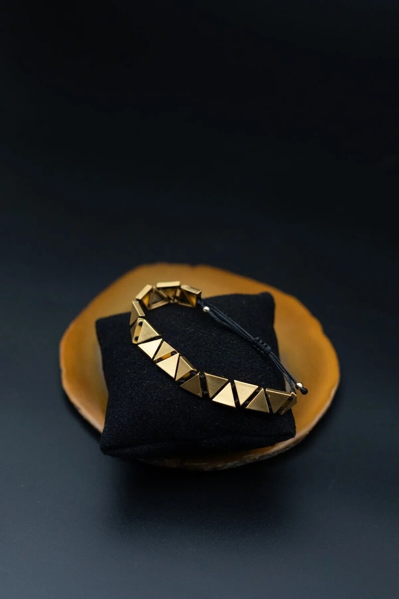 Handcrafted Triangle Bracelet: Gold Plated Bronze Geometric Jewelry - Etsy