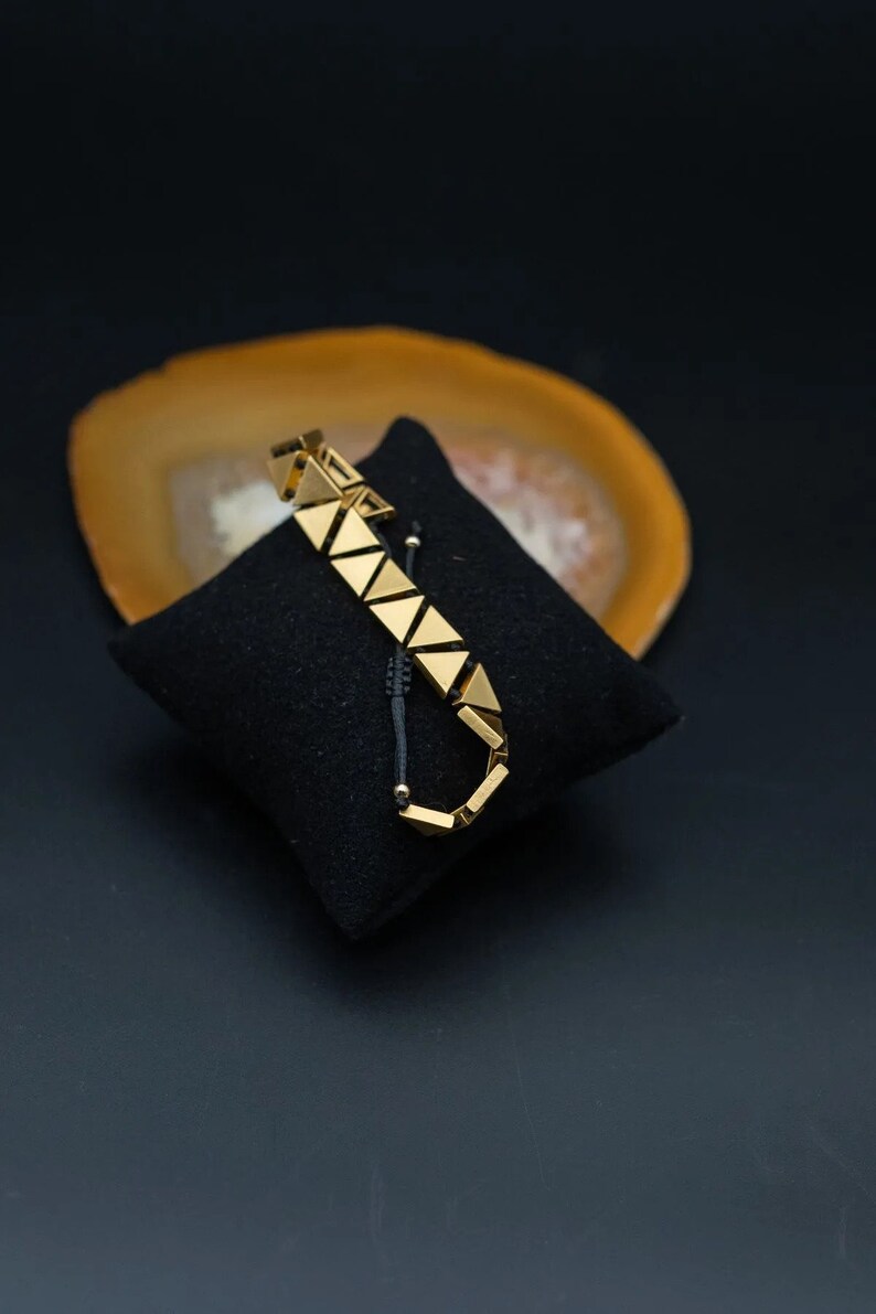 Handcrafted Triangle Bracelet: Gold Plated Bronze Geometric Jewelry - Etsy