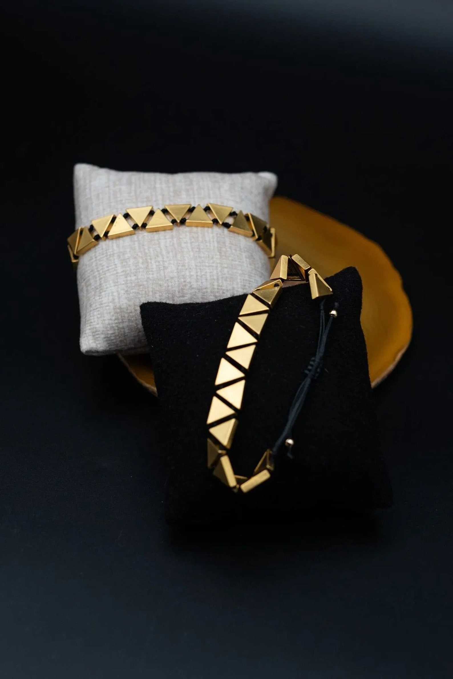 Handcrafted Triangle Bracelet: Gold Plated Bronze Geometric Jewelry - Etsy