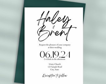 Elegant Wedding Invitation | Minimalist Wedding Invitation | Hand Scripted Calligraphy Simple - Etsy