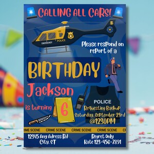 Editable Police Invitation Police Birthday Invitation - Etsy