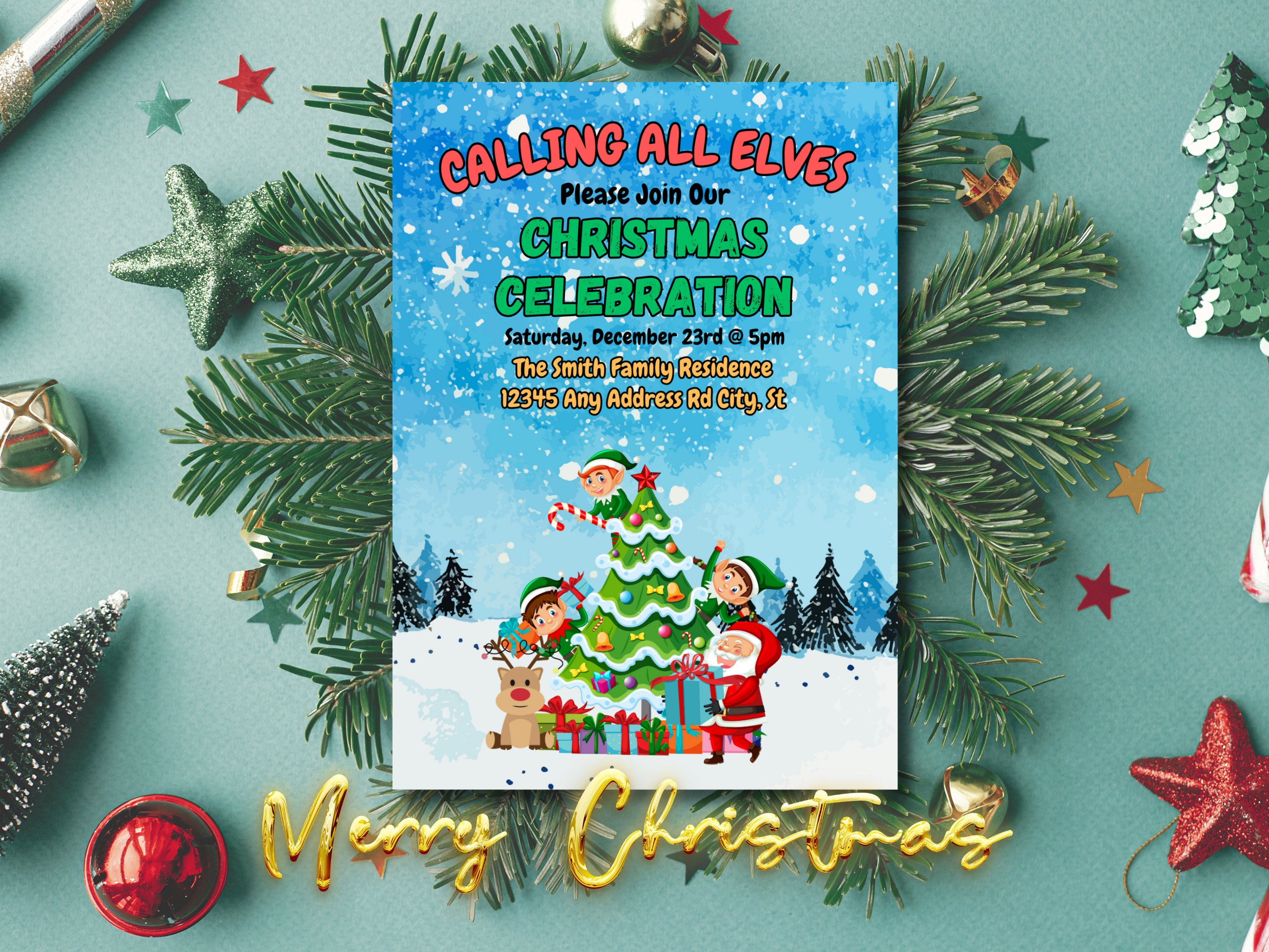 Editable Christmas Invitation, Printable Christmas Invitation, Digital ...