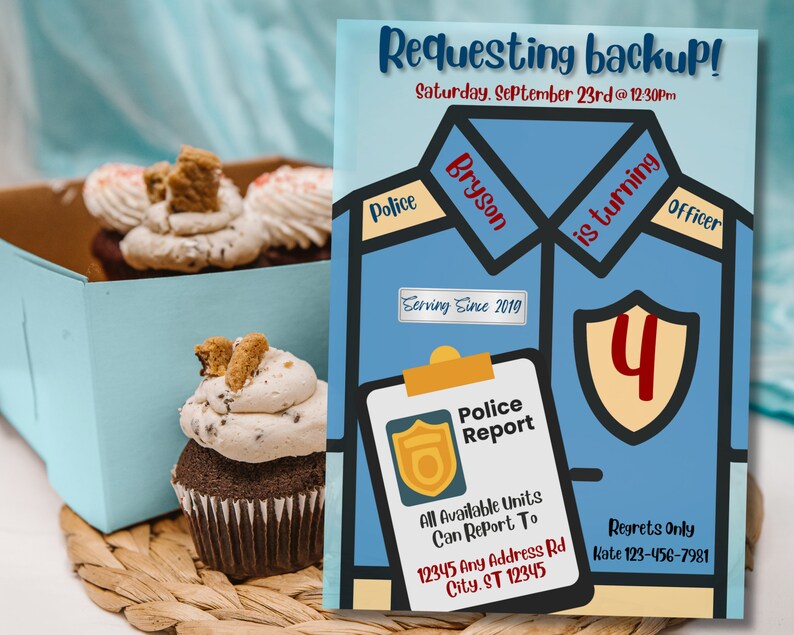 Editable Police Invitation Police Birthday Invitation - Etsy