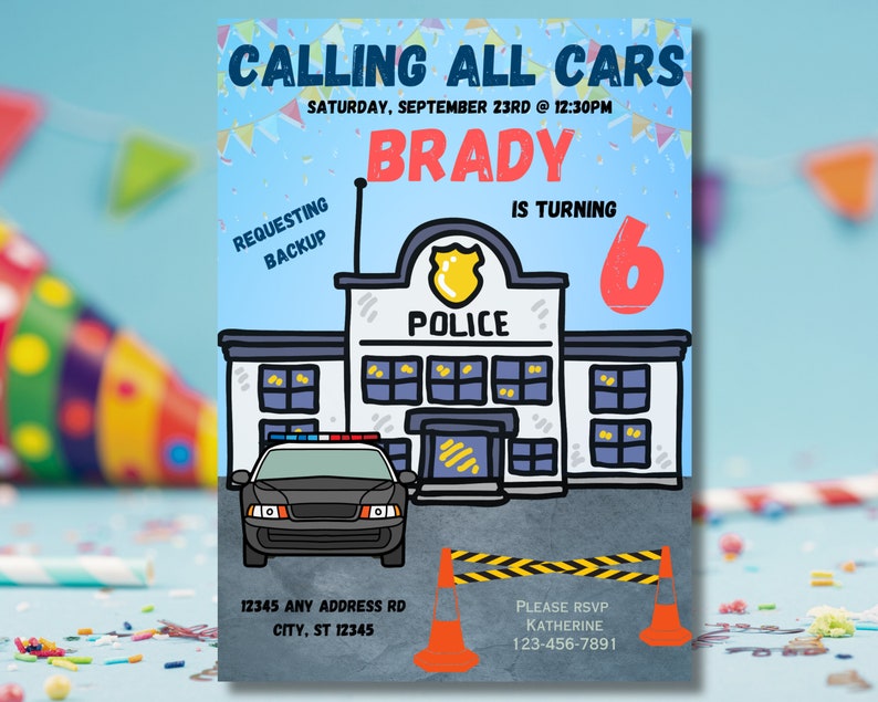 Editable Police Invitation, Police Birthday Invitation, Instant ...