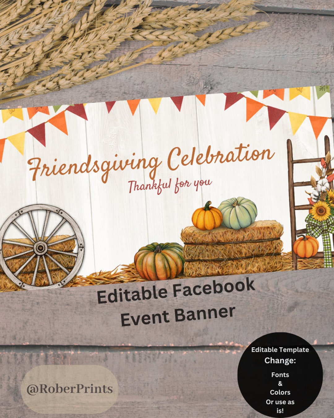 Editable Facebook Event Banner, Friendsgiving Event Banner, Facebook ...