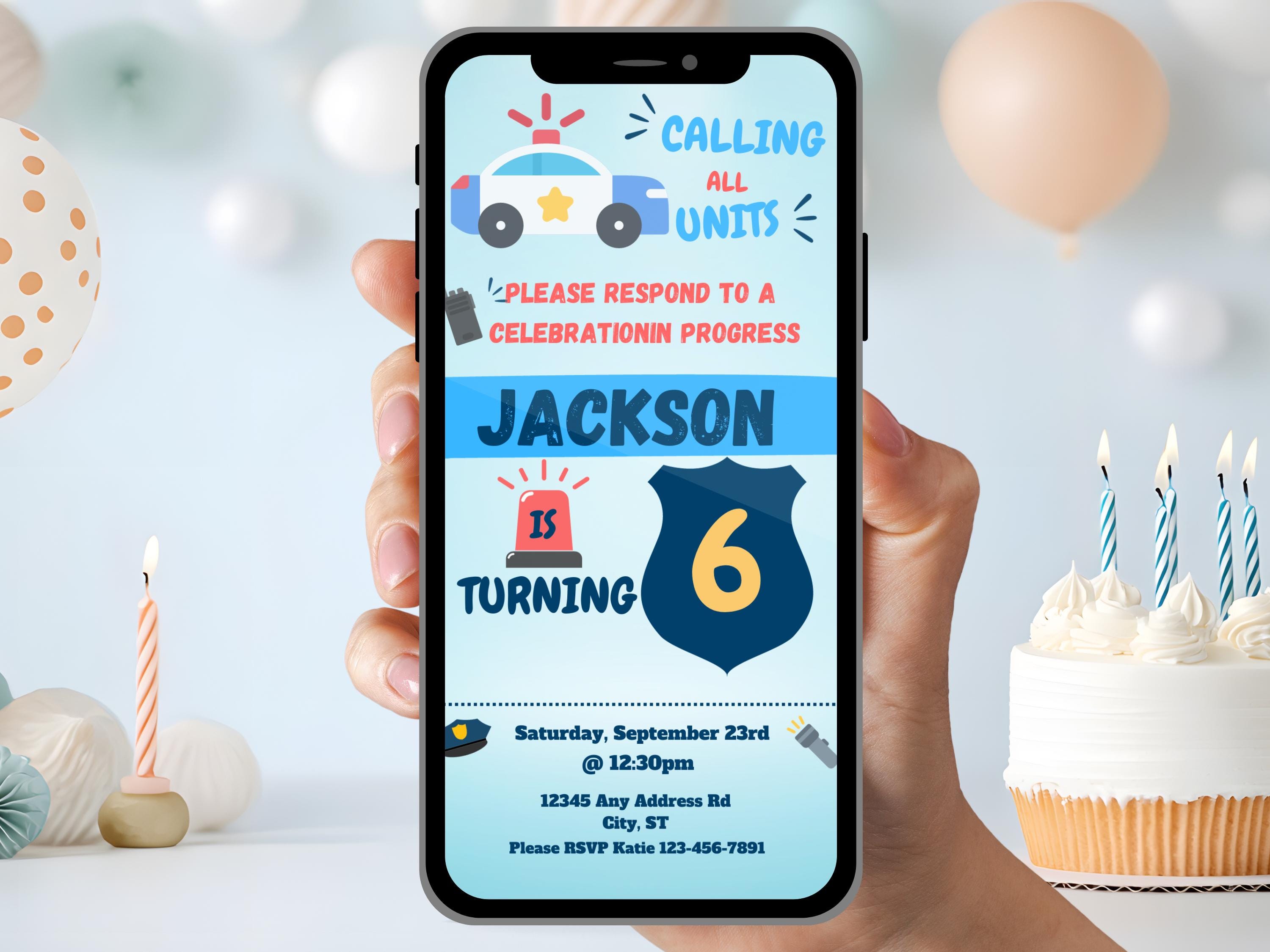 Customizable Police Officer Birthday Party Invitation | Instant ...