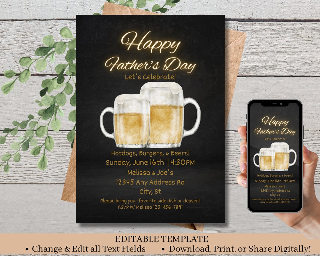 Editable Father's Day Invite, Fathers Day Invitation, Fathers Day ...