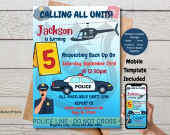 Editable Police Invitation, Police Birthday Invitation, Instant ...