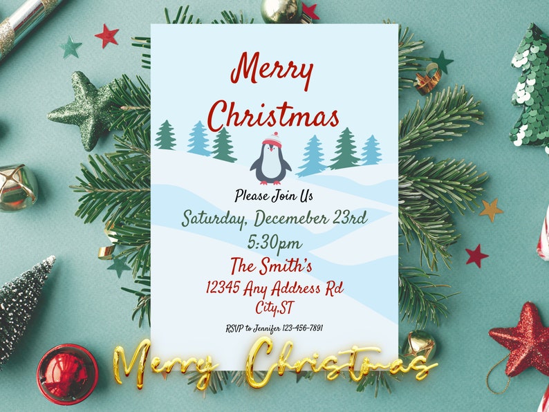 Editable Christmas Invitation, Printable Christmas Invitation, Digital ...