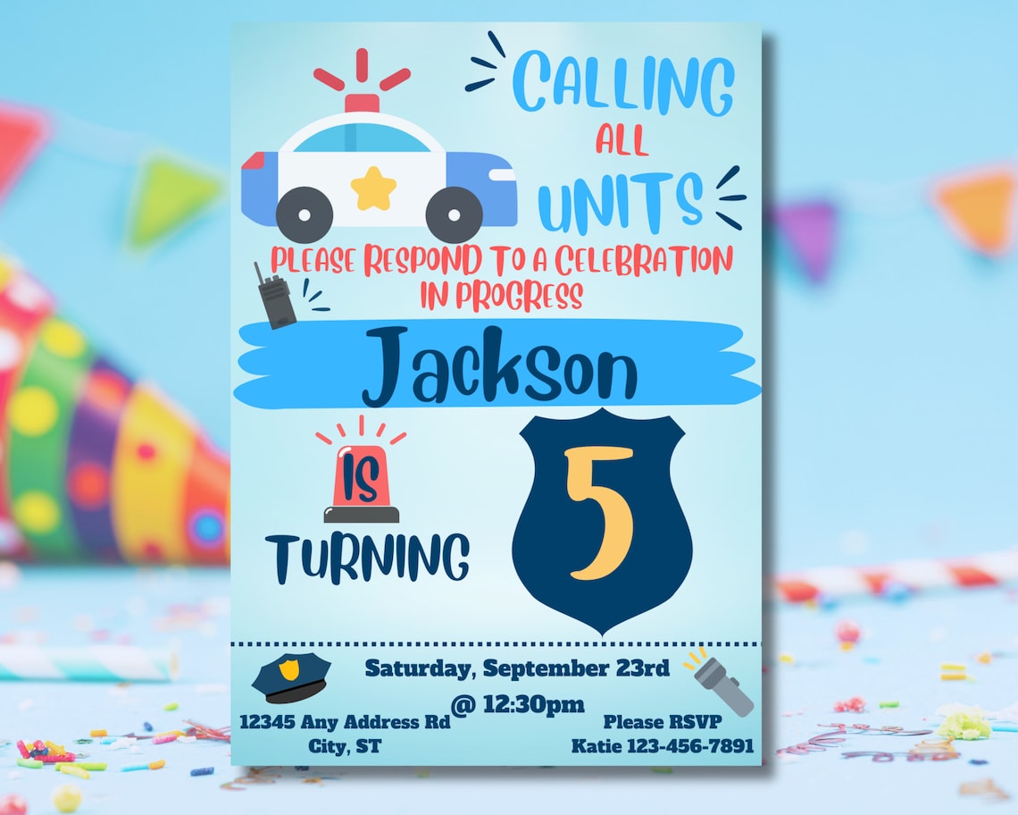 Editable Police Invitation Police Birthday Invitation - Etsy