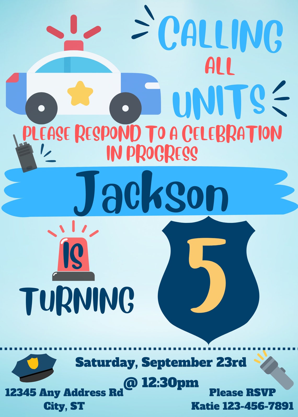 Editable Police Invitation Police Birthday Invitation - Etsy