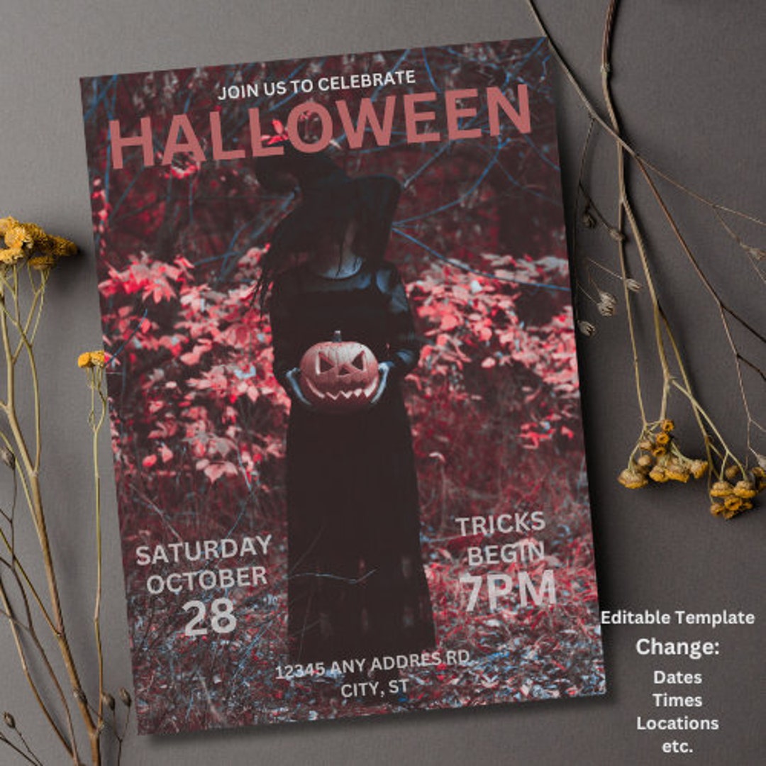 Editable Halloween Invitation, Editable Halloween Flyer, Halloween ...