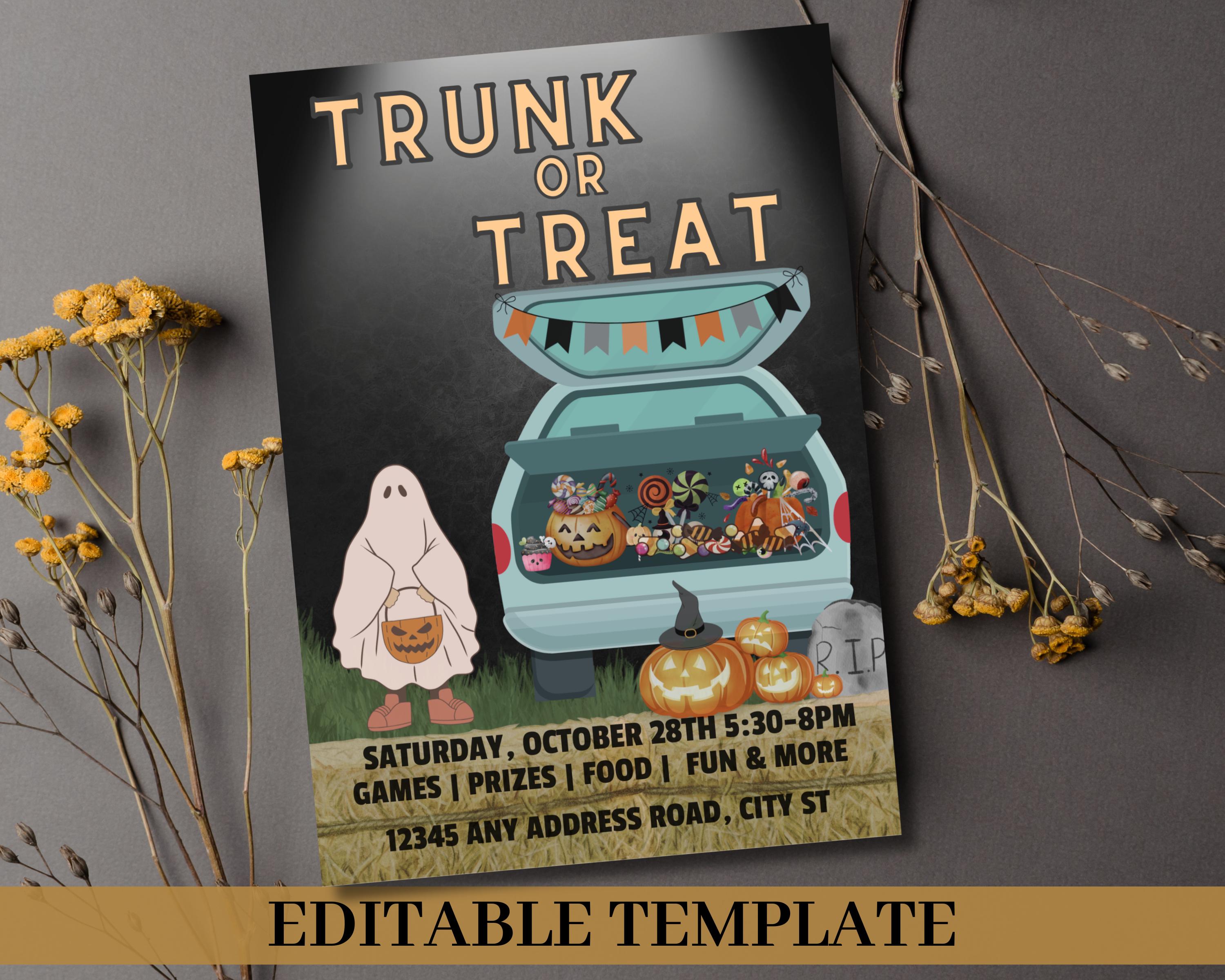 Editable Trunk or Treat Invitation, Halloween Invitation, Community ...