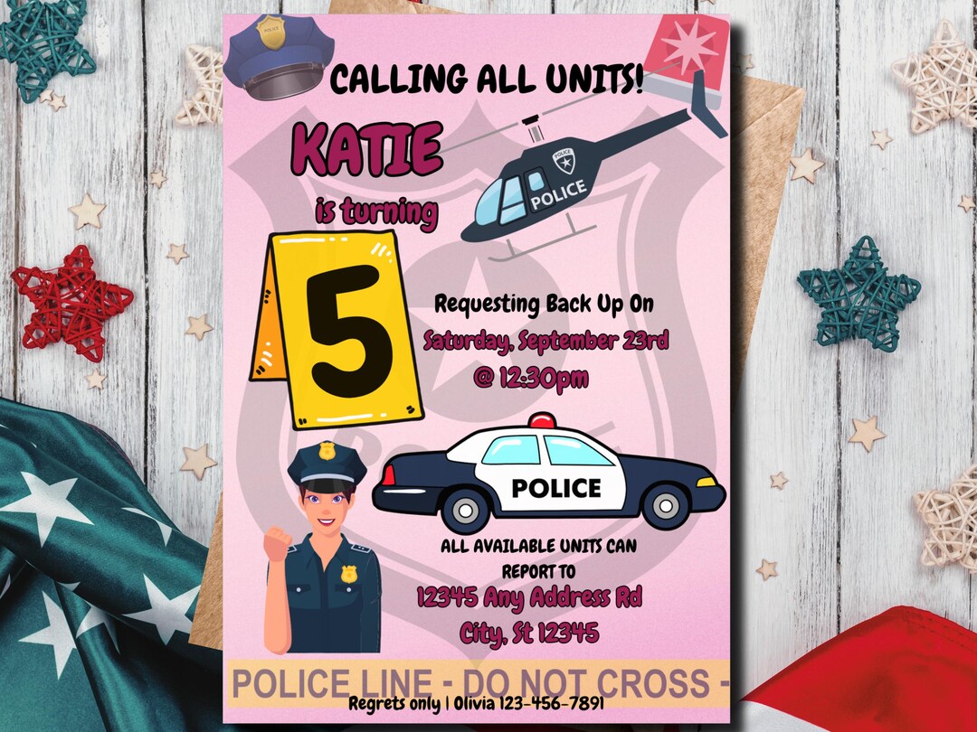 Customizable Police Officer Birthday Party Invitation | Instant ...
