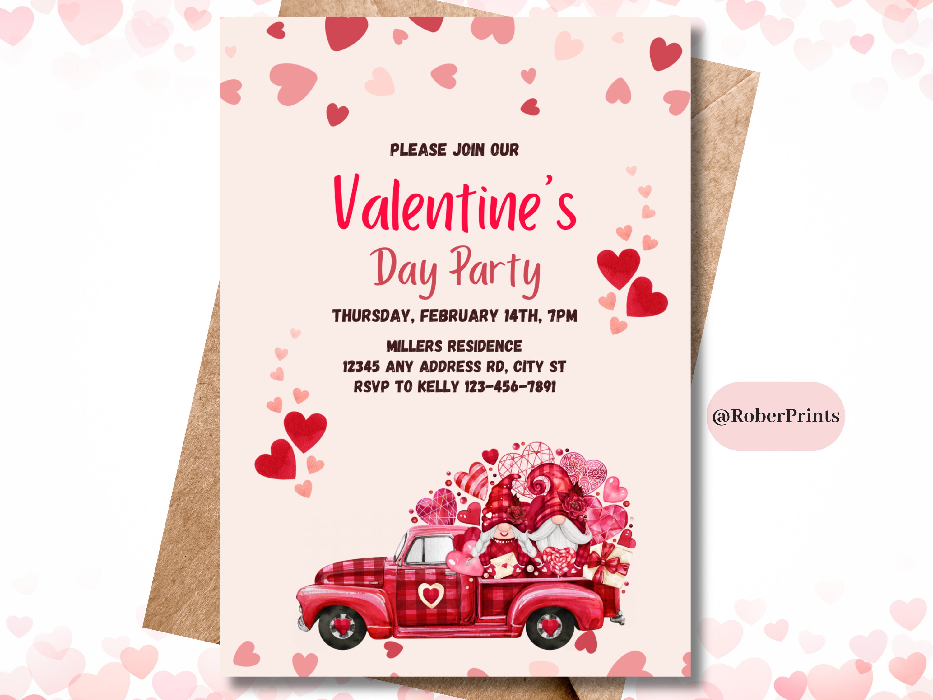 Editable Digital Valentine Invitation, Electronic Valentine Party ...