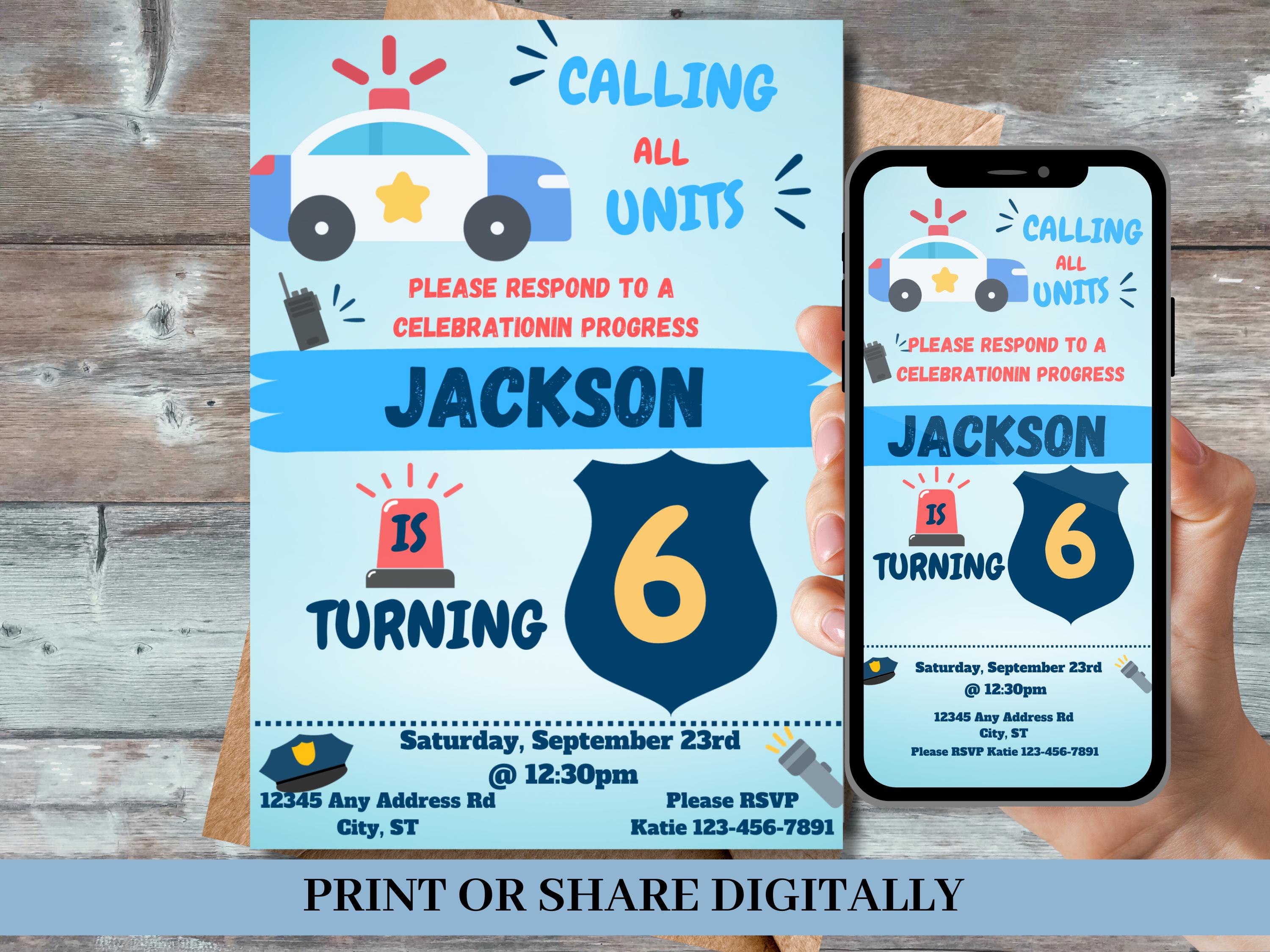 Customizable Police Officer Birthday Party Invitation | Instant ...