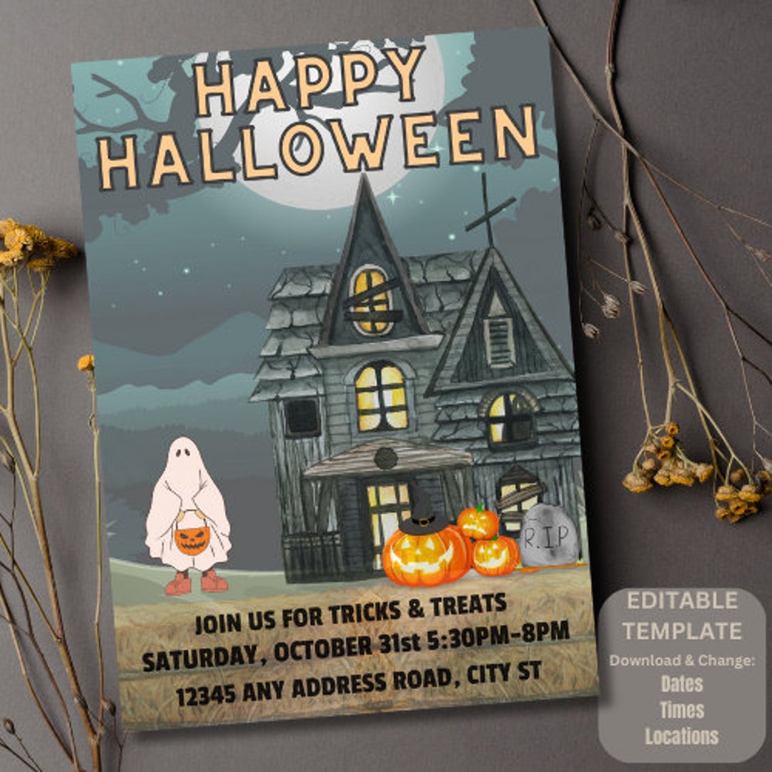 Editable Trick or Treat Invitation Halloween Invitation - Etsy