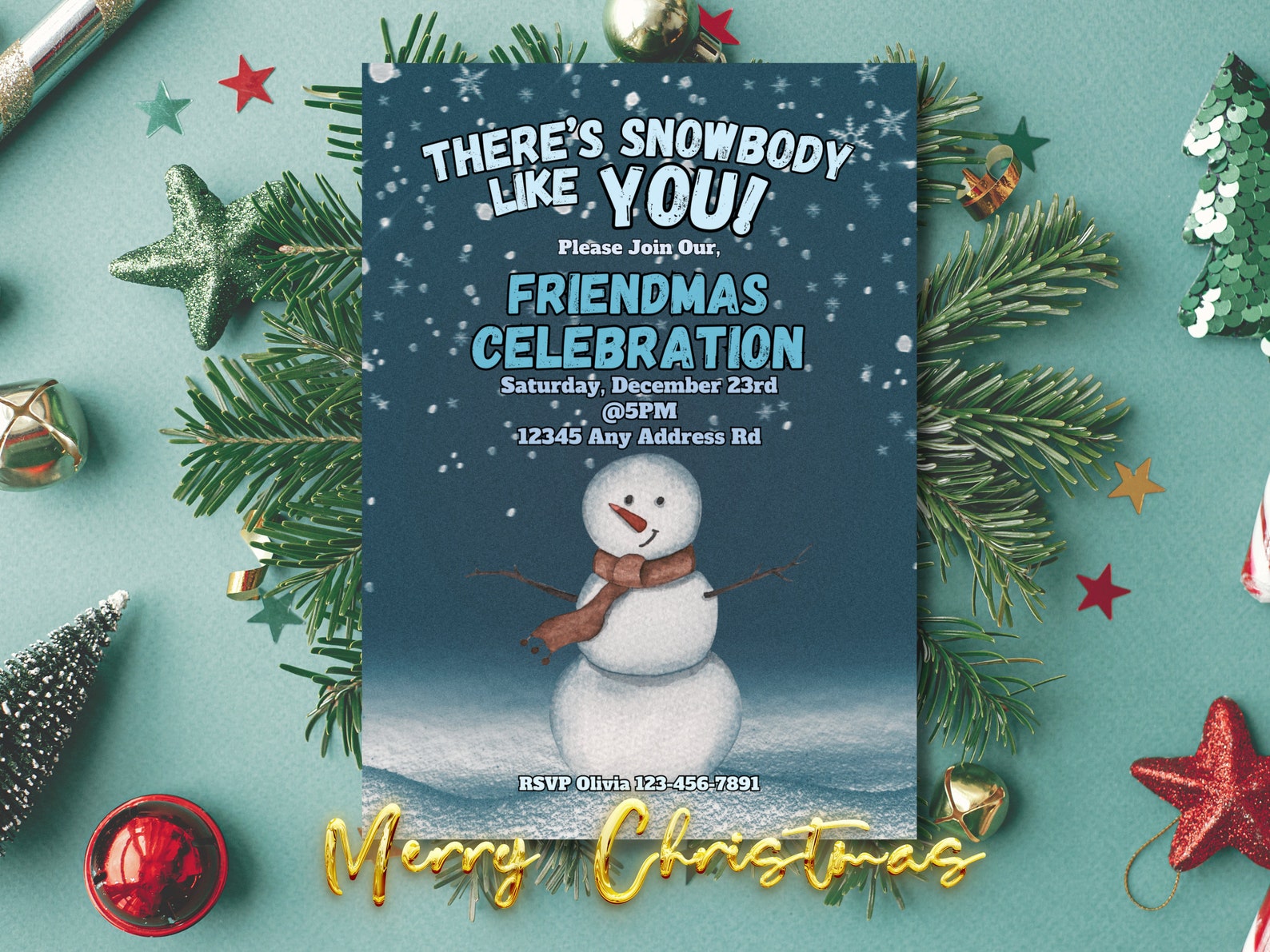 Editable Friendmas Invitation, Merry Friendmas, Digital Christmas ...