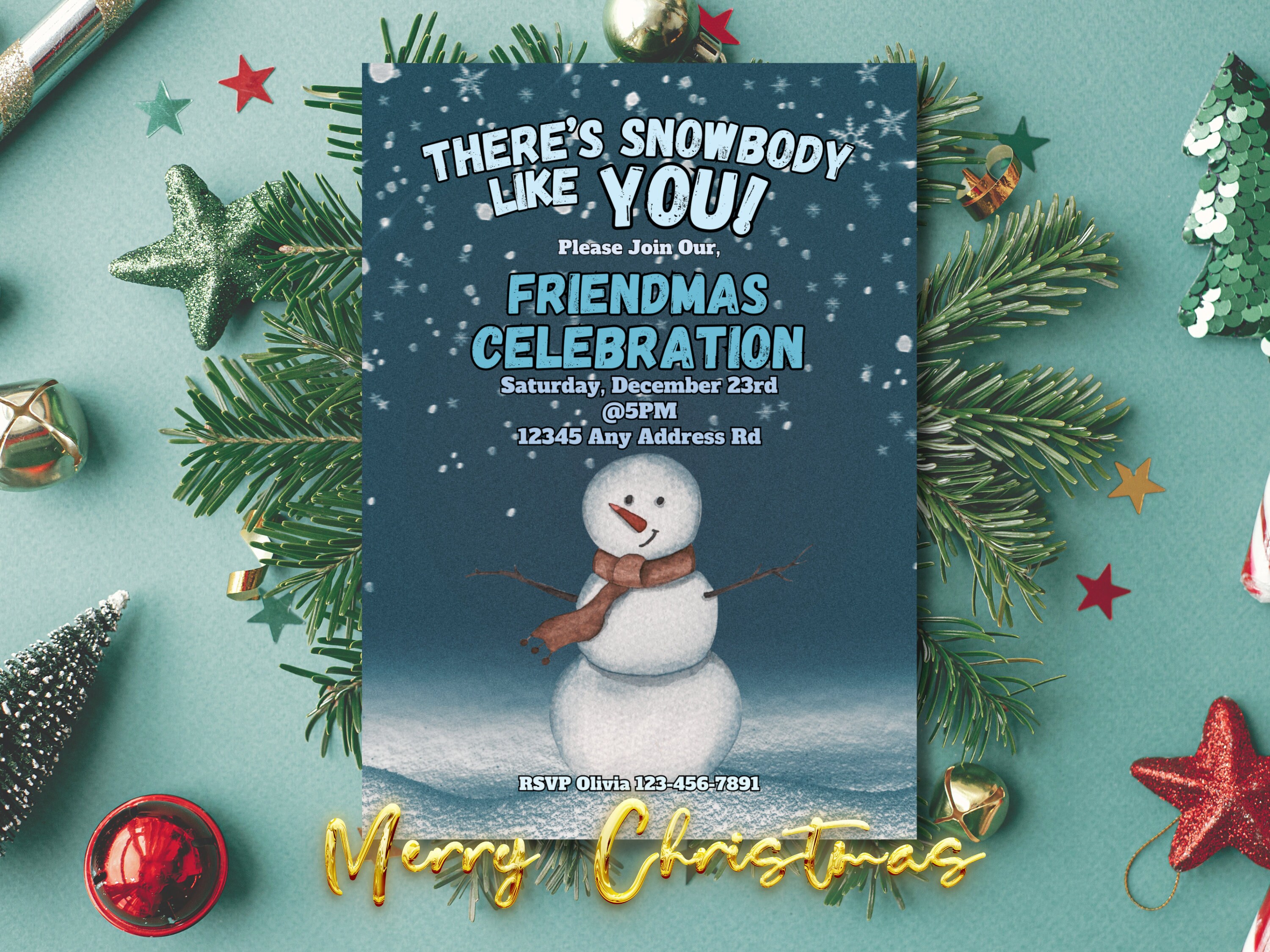 Editable Friendmas Invitation, Merry Friendmas, Digital Christmas ...