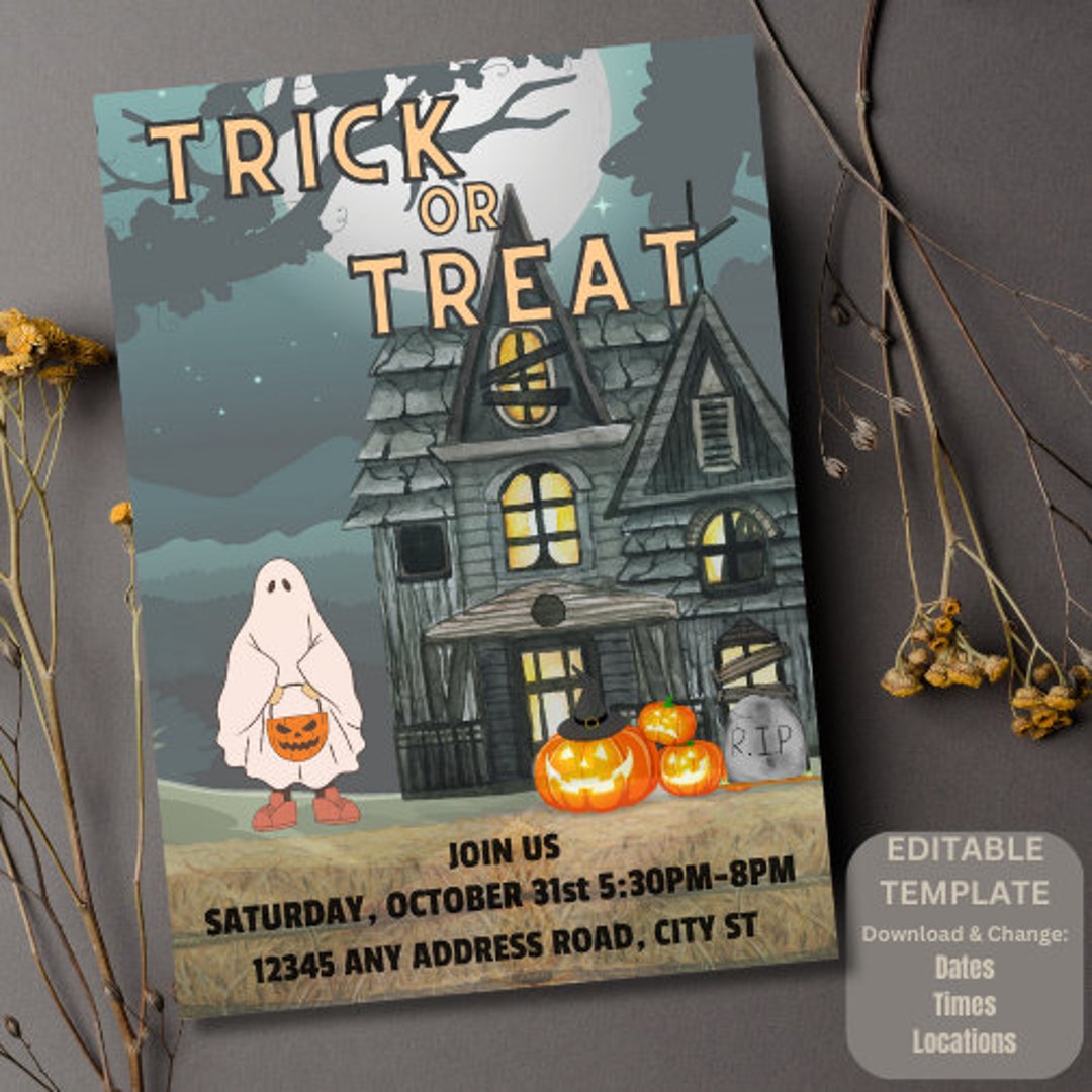 Editable Trick or Treat Invitation Halloween Invitation - Etsy