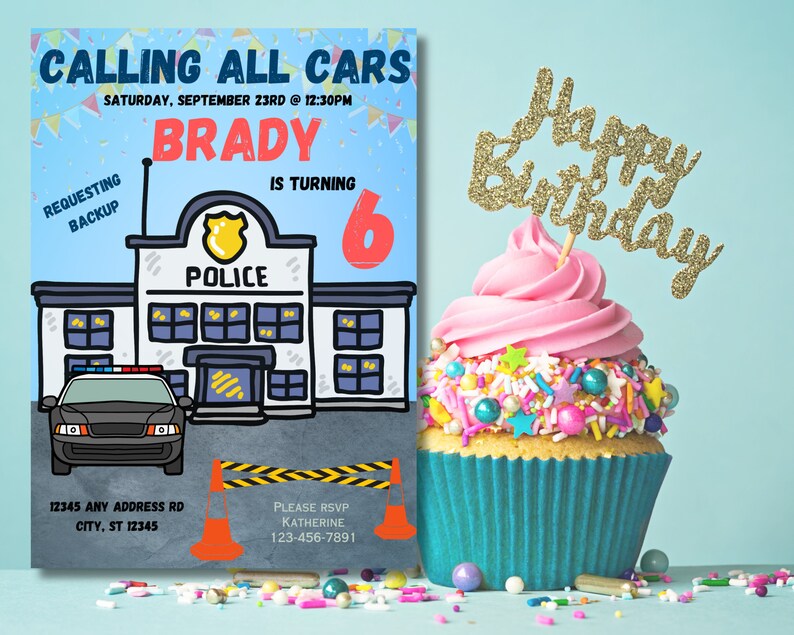 Editable Police Invitation, Police Birthday Invitation, Instant ...