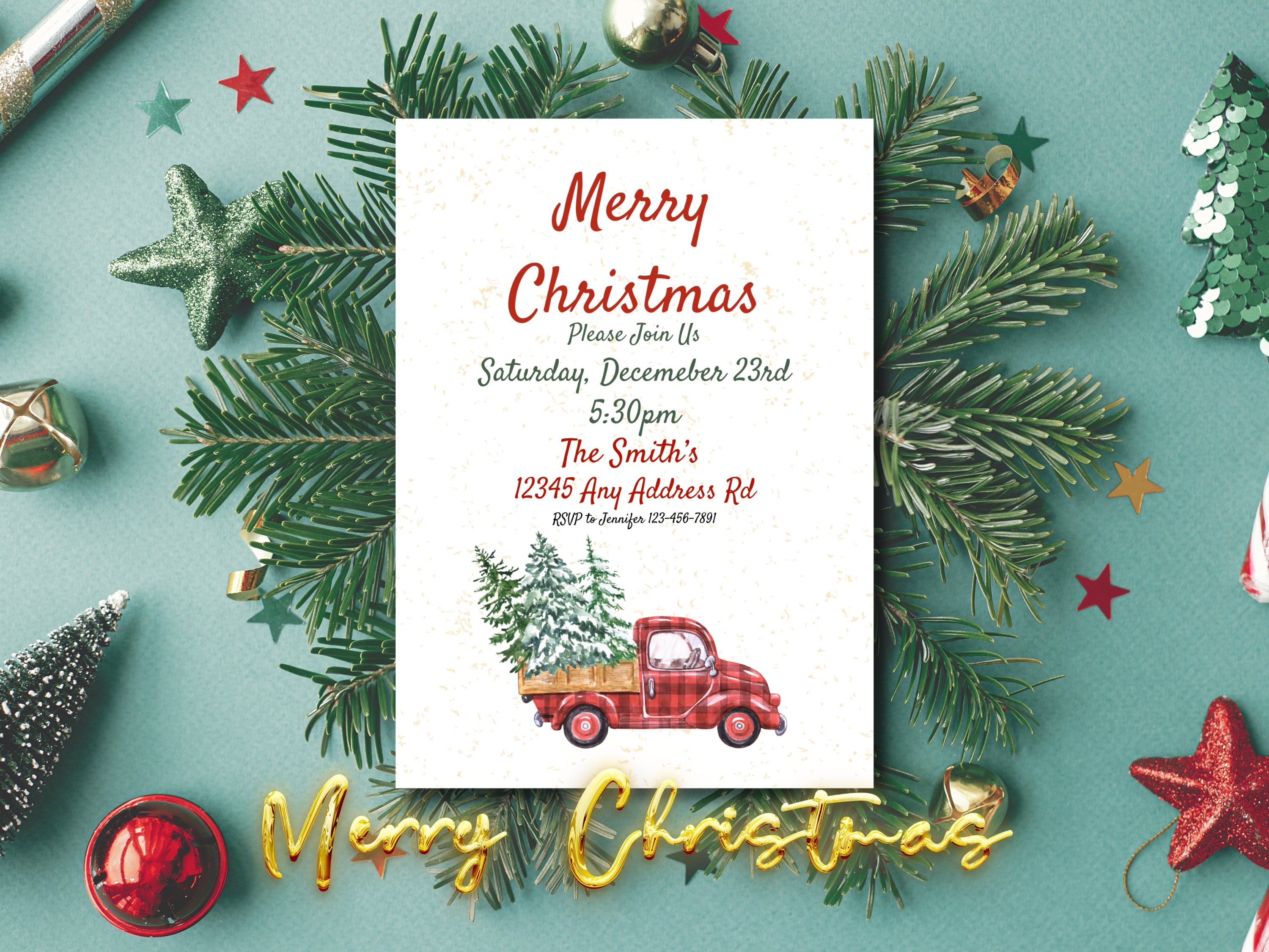 Editable Christmas Invitation, Printable Christmas Invitation, Digital ...