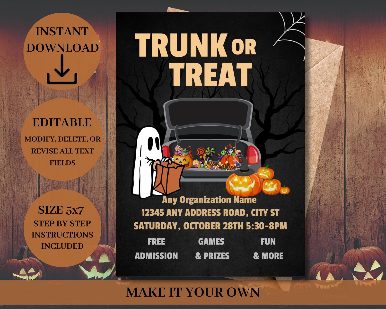 Editable Trunk or Treat Invitation, Halloween Invitation, Community ...