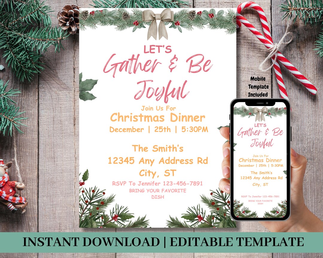 Editable Christmas Invite, Digital Christmas Invite, Christmas ...