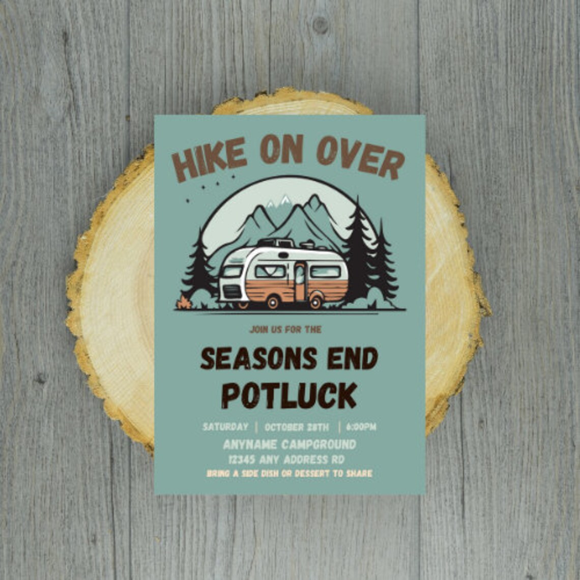 Editable Campground Potluck, Potluck Invite, Editable Template ...