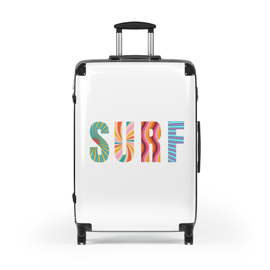 Surf Design Suitcase, Surfer Retro Design Lettering Suitcase. Custom ...