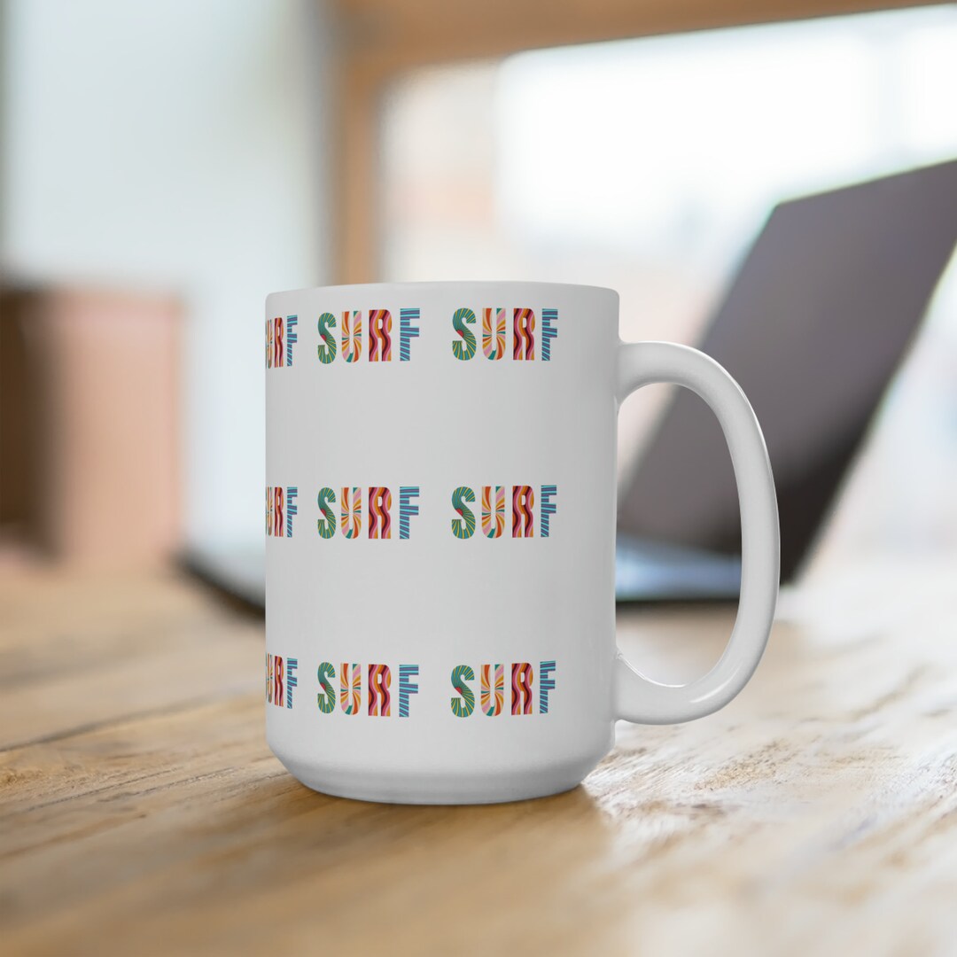 SURFER COFFEE Mug, Surf Retro Lettering Mug, Christmas, Stocking ...