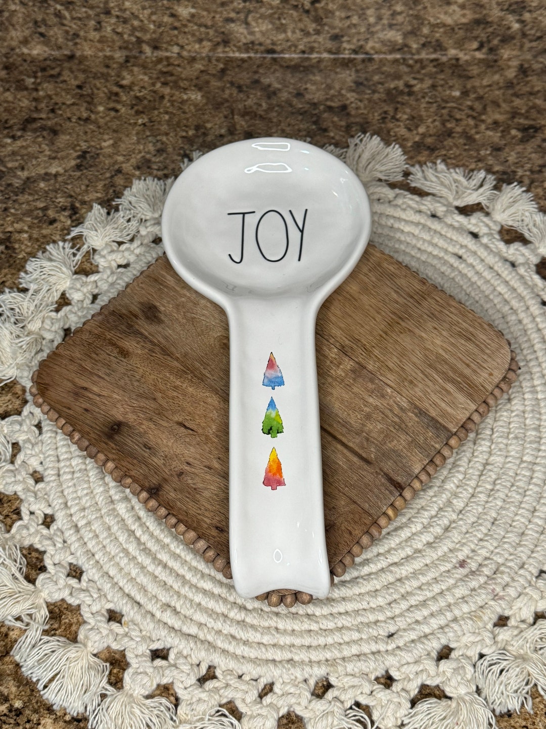 Rae Dunn JOY Spoon Rest With Trees New - Etsy