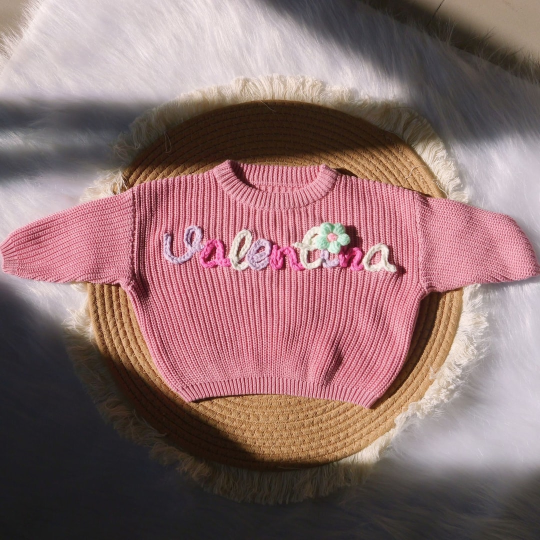 Custom Name Baby Sweater,personalized Hand Embroidered Baby Name ...