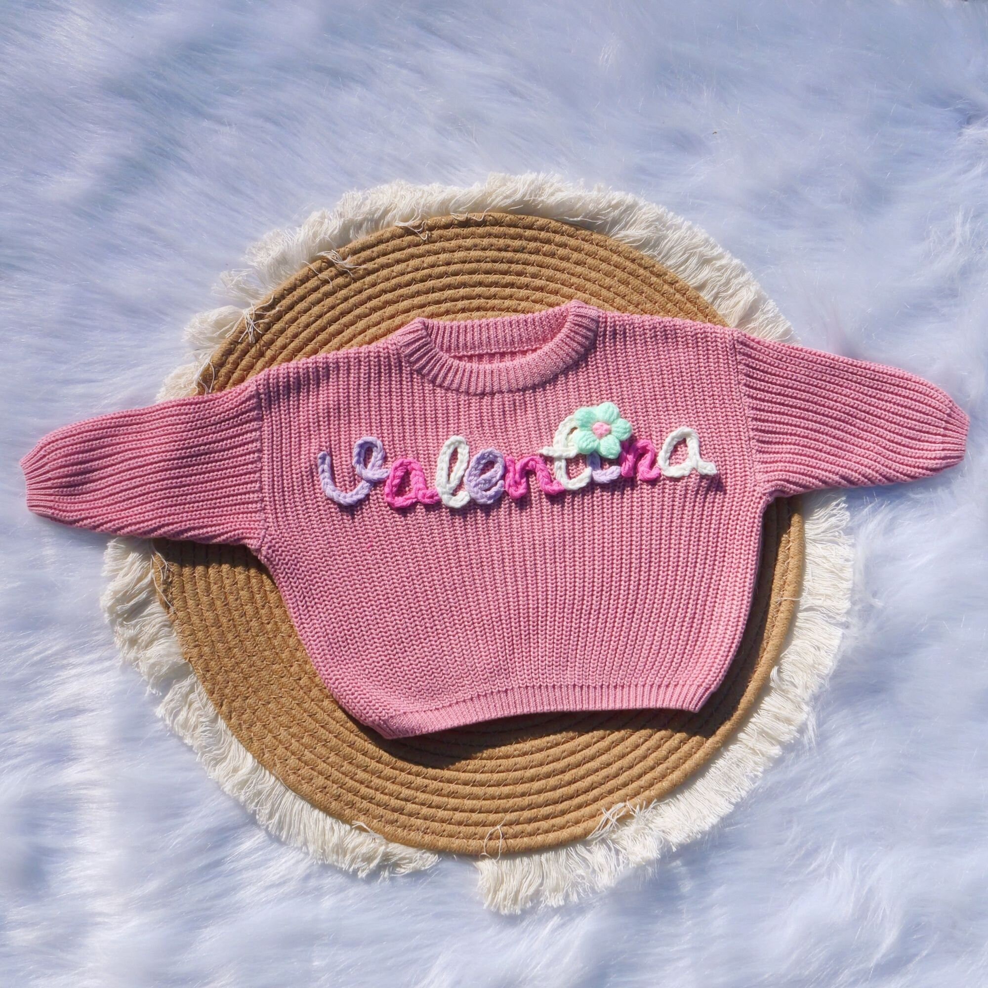 Custom Name Baby Sweater,personalized Hand Embroidered Baby Name ...