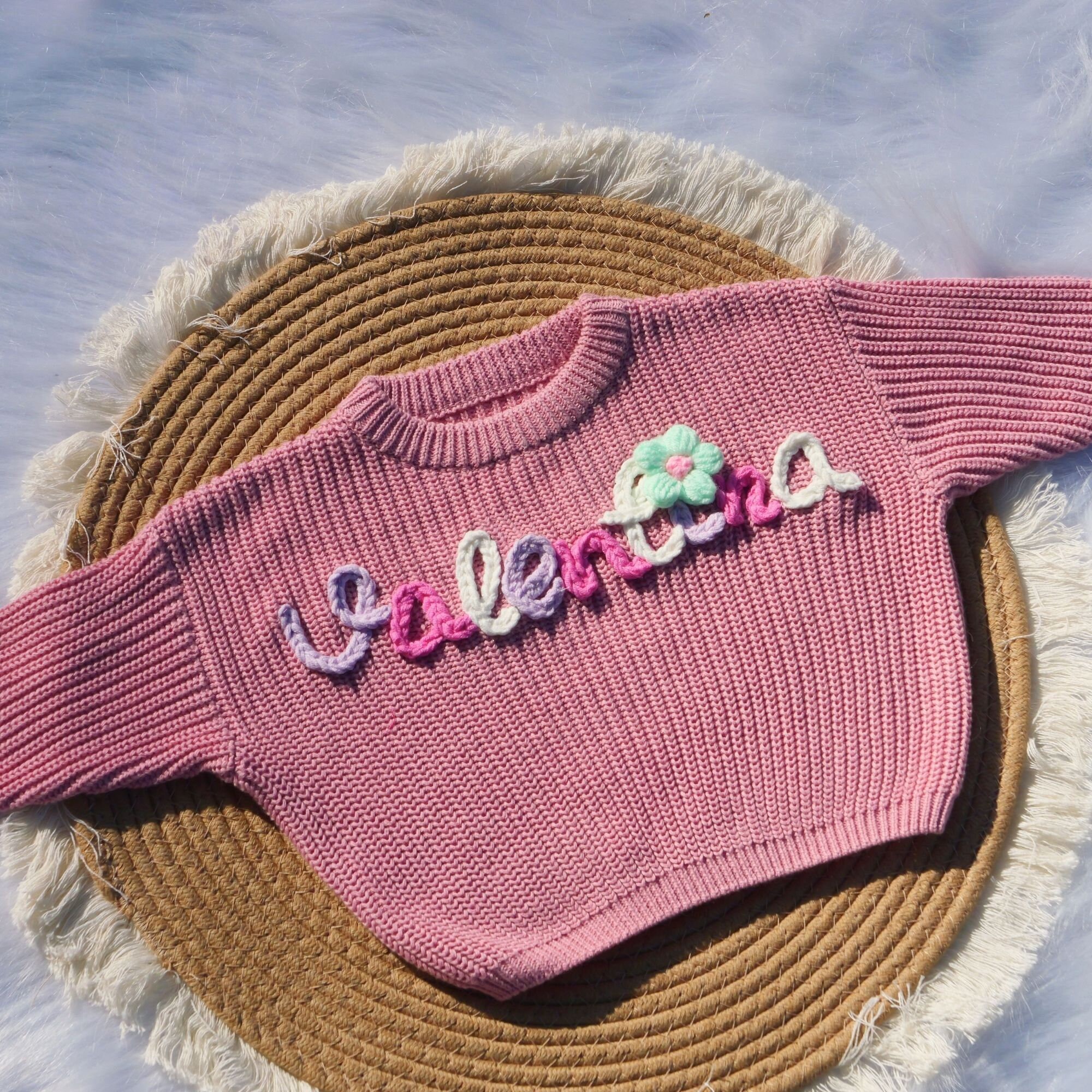 Custom Name Baby Sweater,personalized Hand Embroidered Baby Name ...