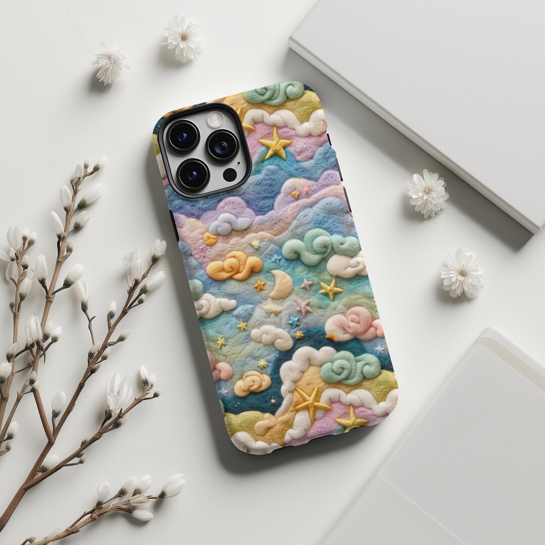 Whimsical Rainbow Dreamcore Moon Star Cloud, Celestial Cosmic Sky Phone ...