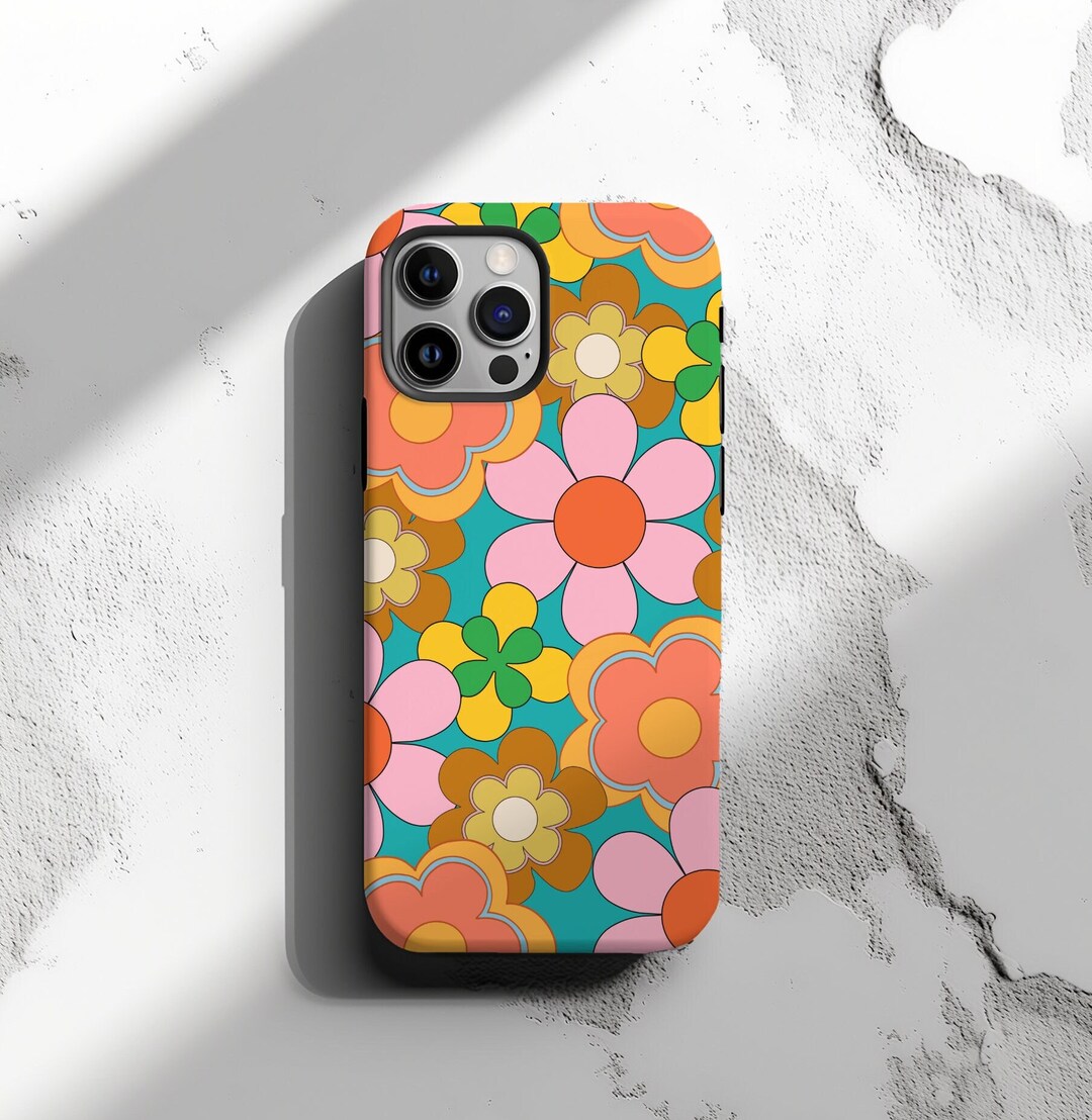 Retro Floral Phone Case: 90s Groovy Daisy Design - Etsy